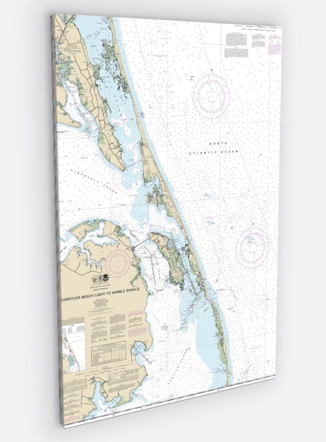 Outer Banks Nautical Chart on Canvas , Outer Banks North Carolina Nautical Chart Art. Canvas ...