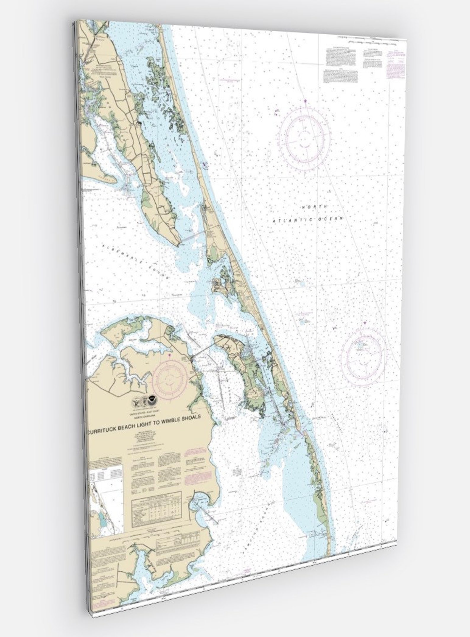 Outer Banks Nautical Chart on Canvas , Outer Banks North Carolina Nautical Chart Art. Canvas ...