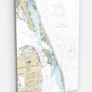 Outer Banks Nautical Chart on Canvas , Outer Banks North Carolina Nautical Chart Art. Canvas ...