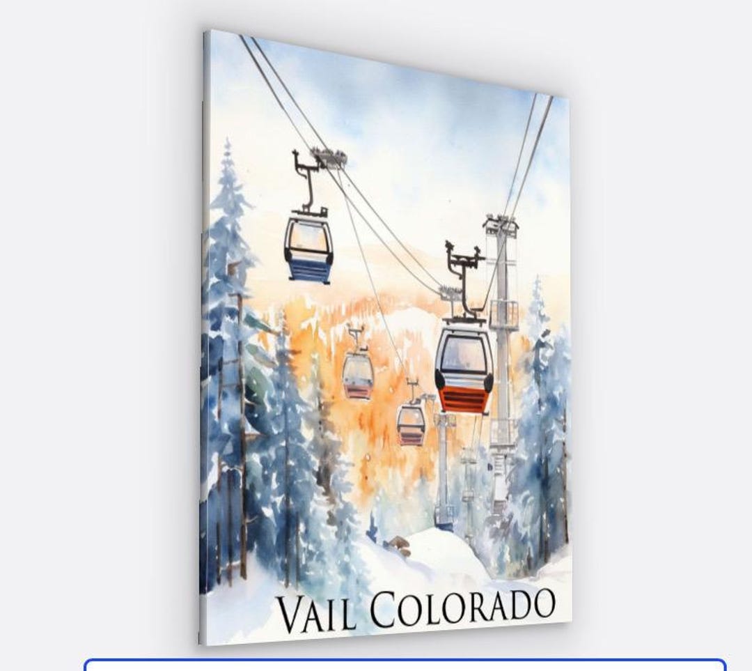 Vail Colorado Ski Lift Trail Map Canvas Wrap, 24x36 Vintage Wall Art ...