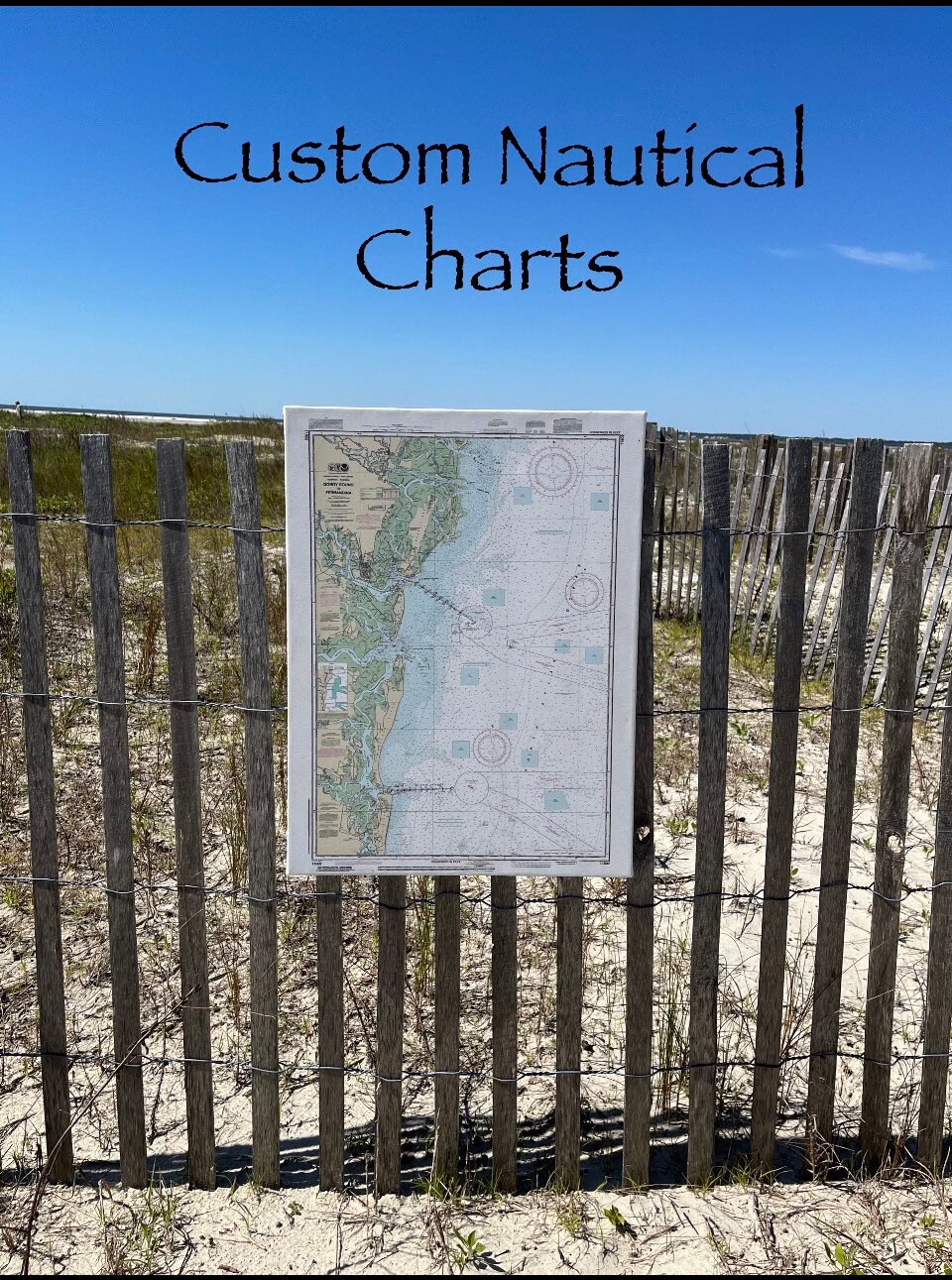 Outer Banks Nautical Chart on Canvas , Hatteras North Carolina Nautical Chart Art. Canvas ...