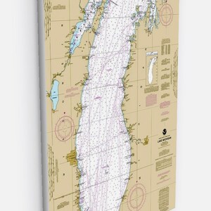 Lake Michigan Nautical Map / Chart - Canvas- Nautical Map / Chart ...