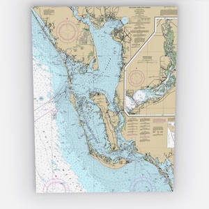Sanibel Island Nautical Chart on Canvas , Sanibel Island Florida ...