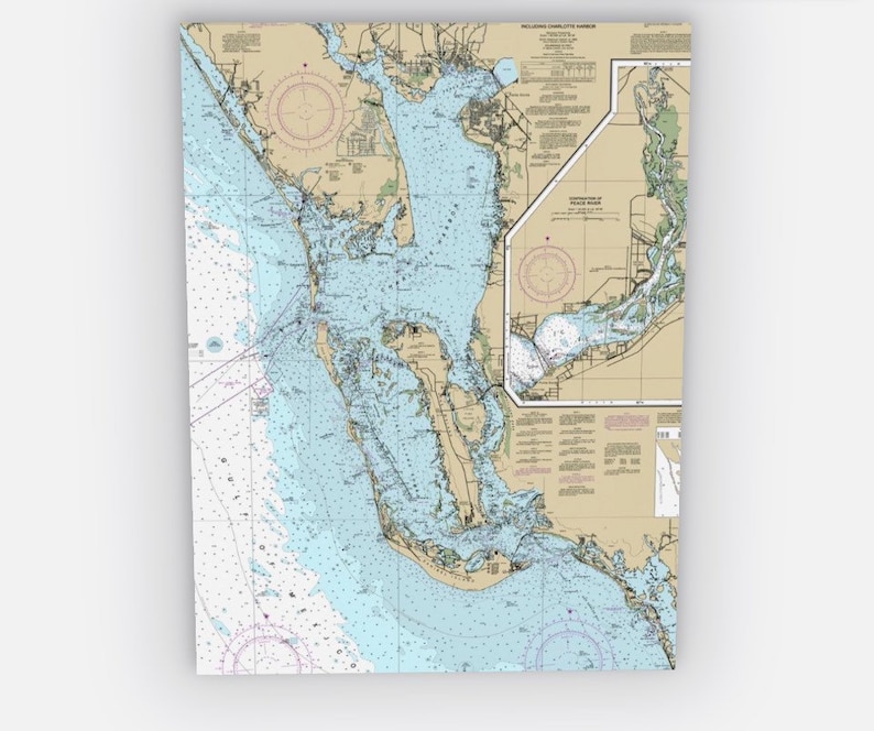 Sanibel Island Nautical Chart on Canvas , Sanibel Island Florida ...