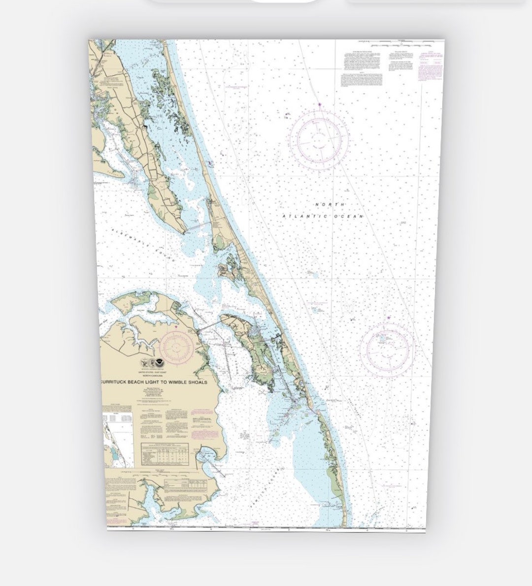 Outer Banks Nautical Chart on Canvas , Outer Banks North Carolina ...