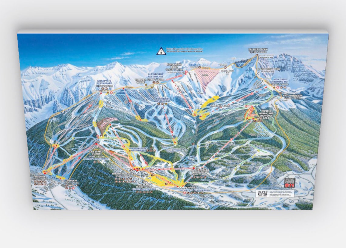 Telluride Colorado Ski Trail Map Canvas Wrap, 24"x 36" Wall Art ...
