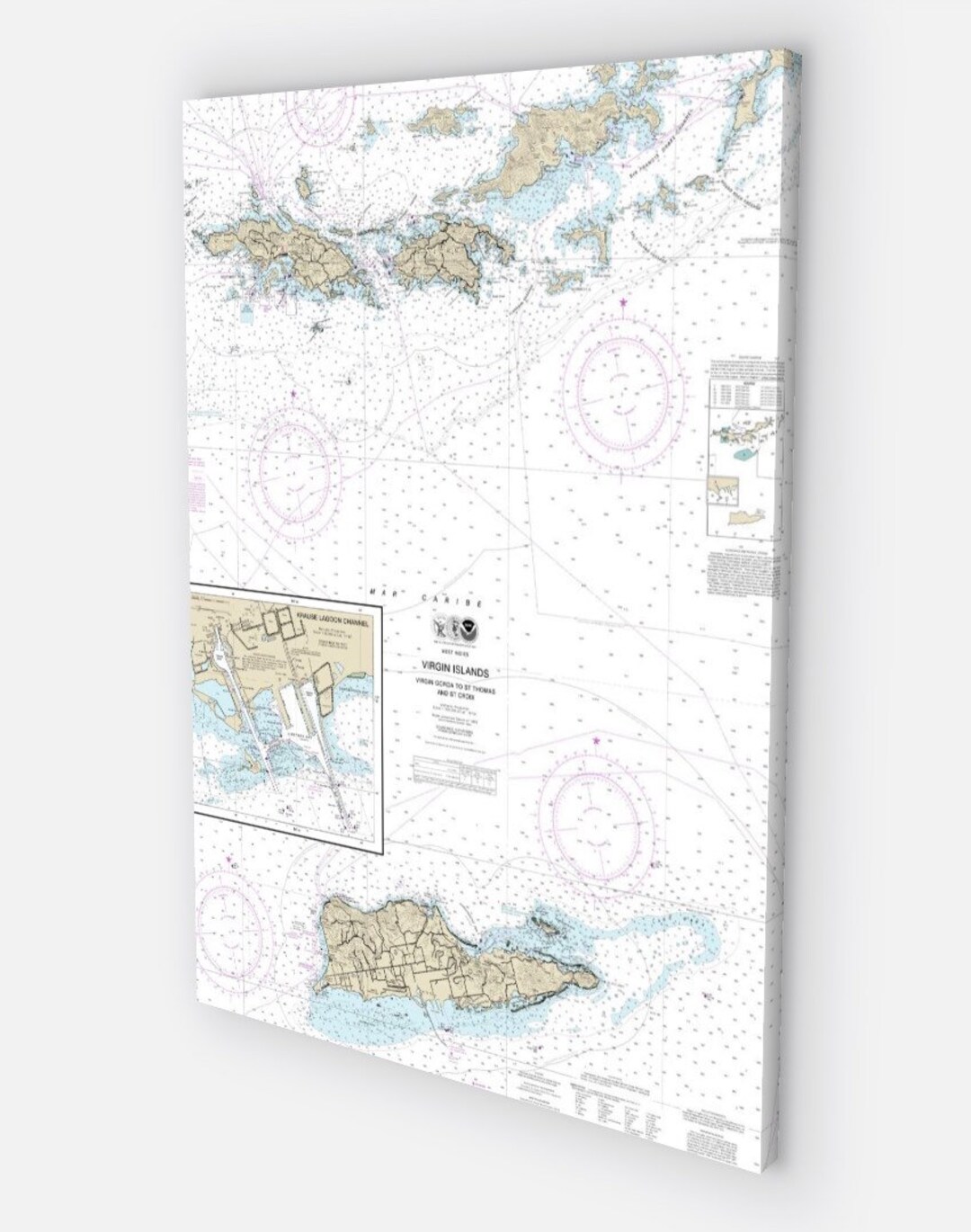US Virgin Islands Nautical Chart Canvas Prints, St Thomas VI Canvas ...