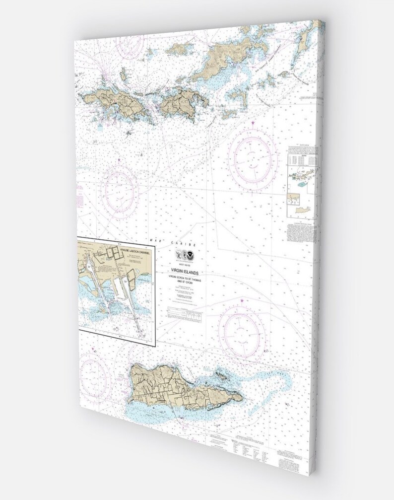 US Virgin Islands Nautical Chart Canvas Prints, St Thomas VI Canvas ...