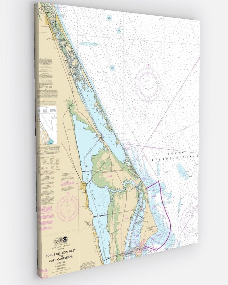 Prince De Leon Nautical Map / Chart Canvas , Merritt Island Nautical ...