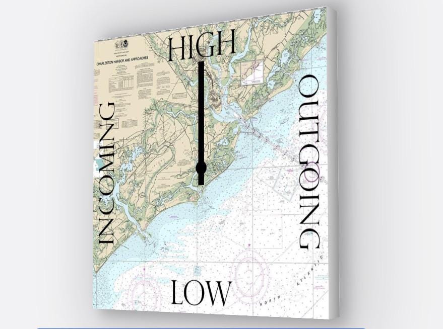 Custom Tide Clock, Nautical Chart, for Any Coast, Custom Tide Clock ...