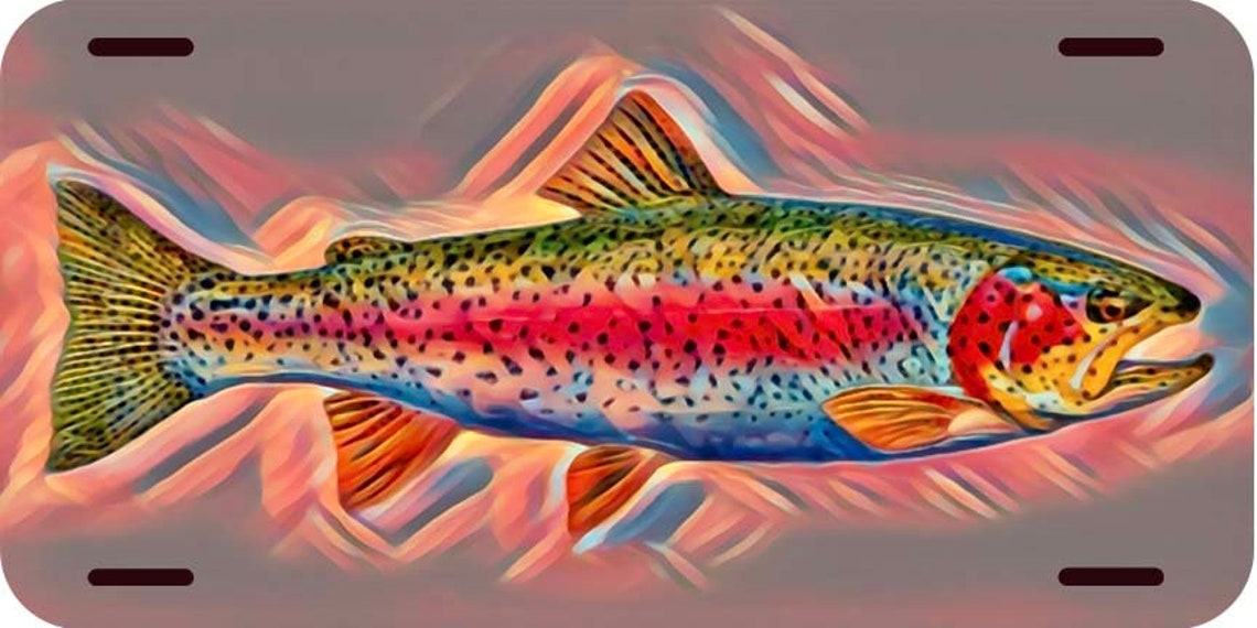Rainbow Trout License Plate, Fisherman Decorative License Plate, Trout ...