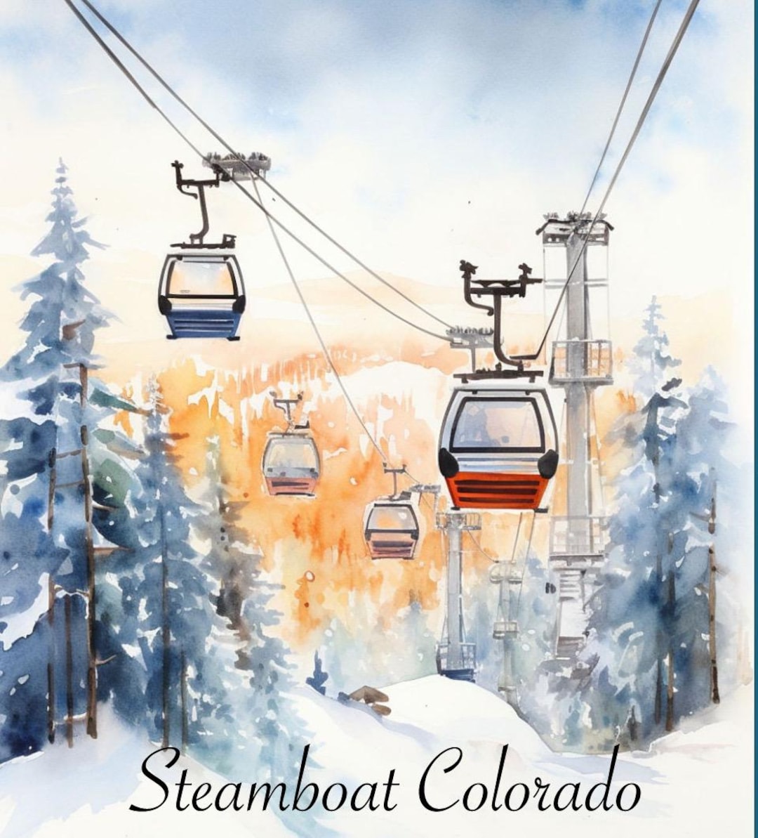 Steamboat Ski Lift Trail Map Canvas Wrap, 24x36 Vintage Art , Steamboat ...