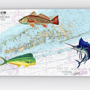 Florida Keys , Key West Nautical Chart - Printed Canvas 30"x 40" Free ...