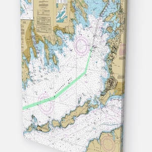 Buzzard Bay Nautical Charts on Canvas , Buzzards Bay, MA; Cape Cod ...
