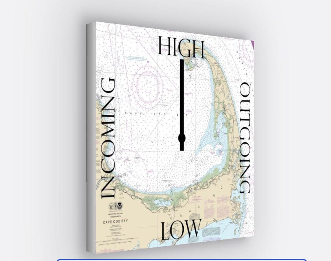 Cape Cod Island Nautical Chart Tide Clocks 12”x12” All Areas , Cape Cod ...