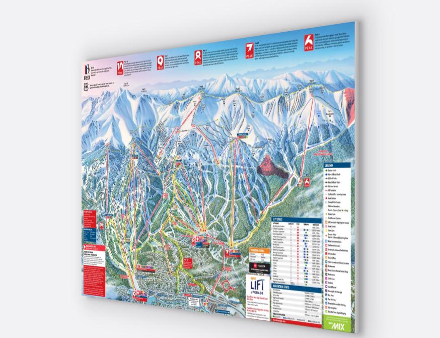 Breckenridge Canvas Trail Map 18" X 24" Canvas Wrap With White Edges, Breckenridge Colorado Ski ...