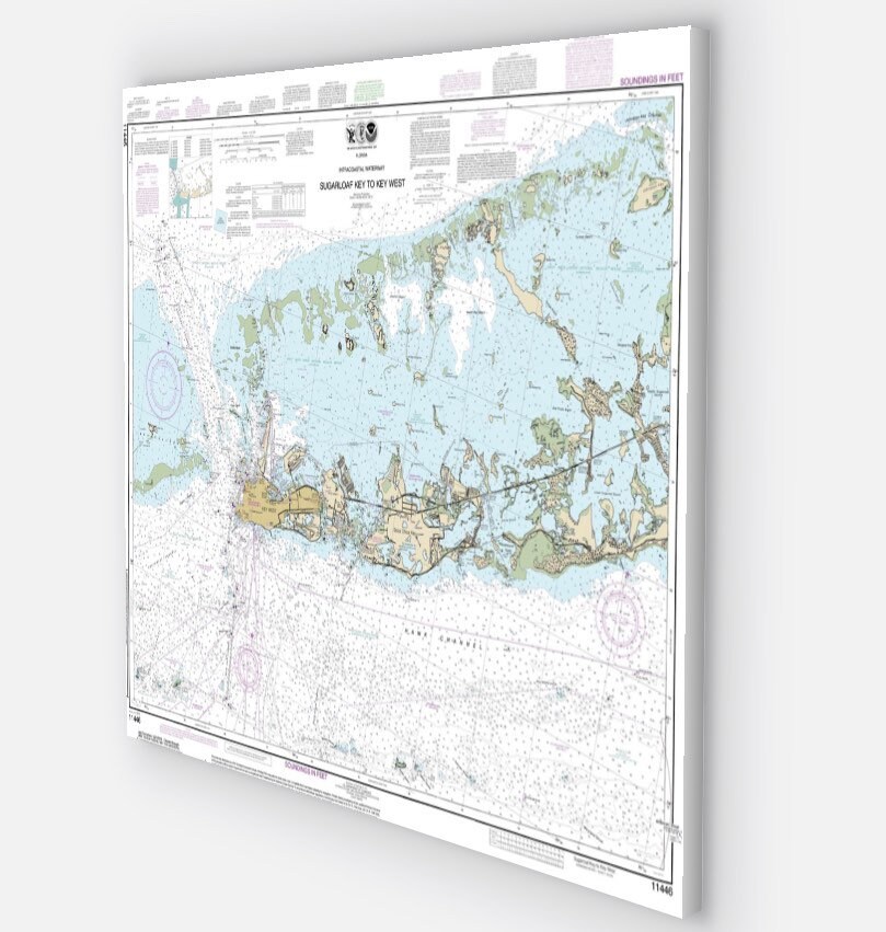 Key West Nauticalchart Canvas Wrap, Key West Nautical Chart 20x16 ...