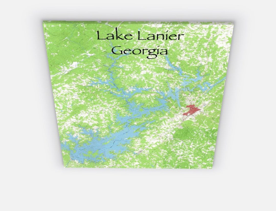 Lake Lanier Georgia Topo Map on Canvas , Canvas Wrapped Canvas North ...