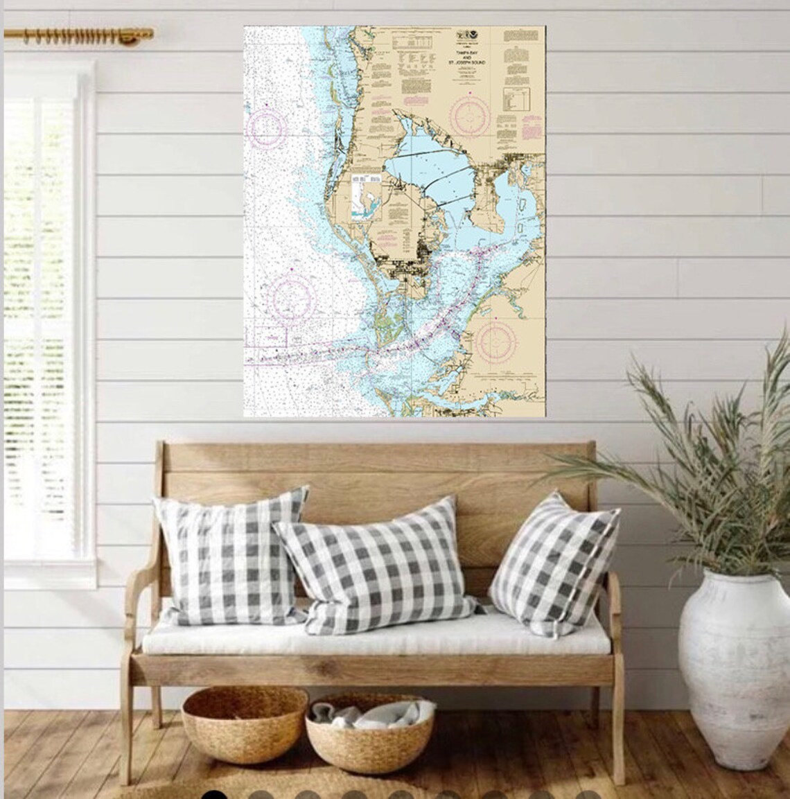 Tampa Bay Nautical Chart on Canvas , Clearwater Florida Nautical Chart ...