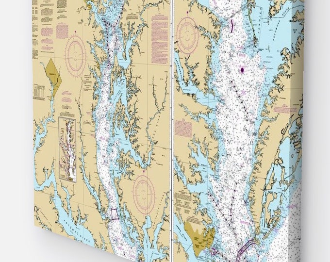 Chesapeake Bay Nautical Chart Canvas Print , Chart 12280 Map ...