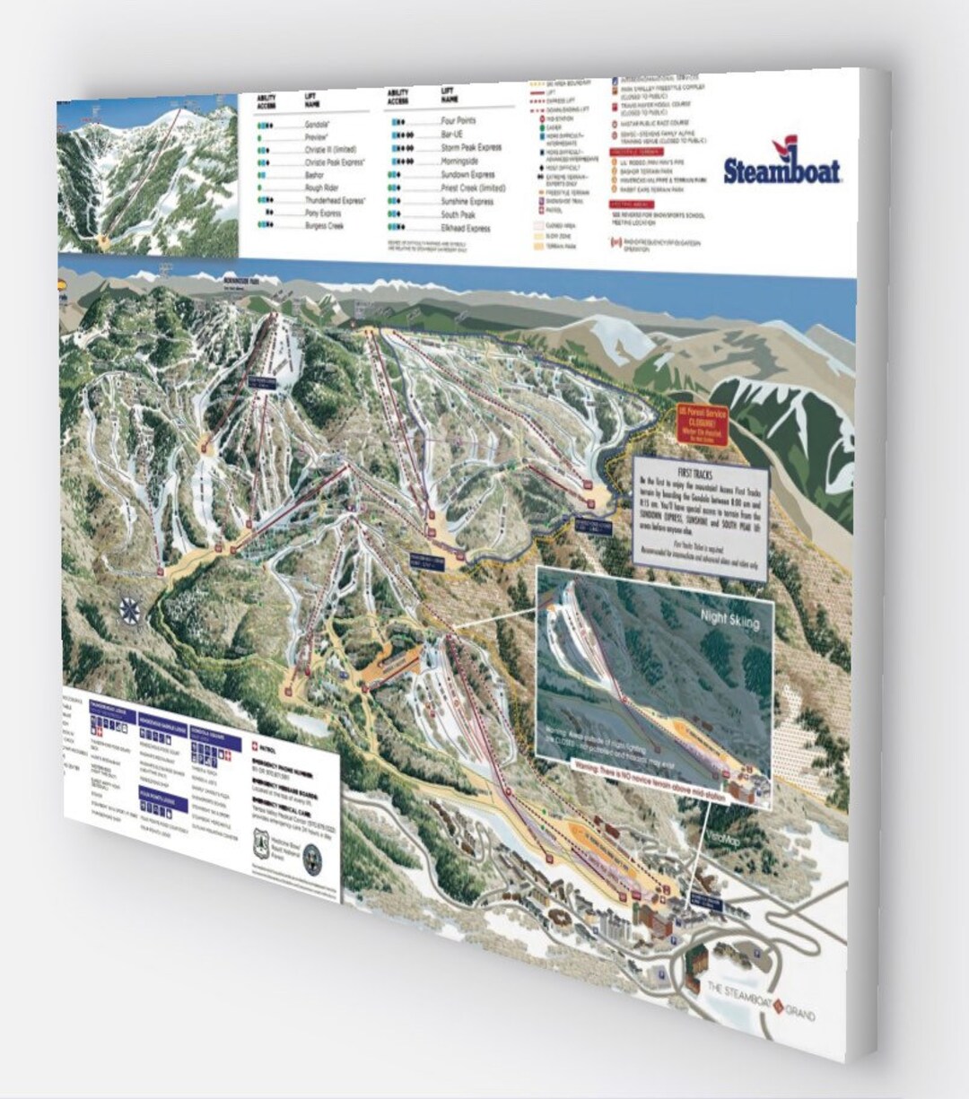 Steamboat Ski Trail Map Canvas Print Steamboat Colorado Ski Map ...