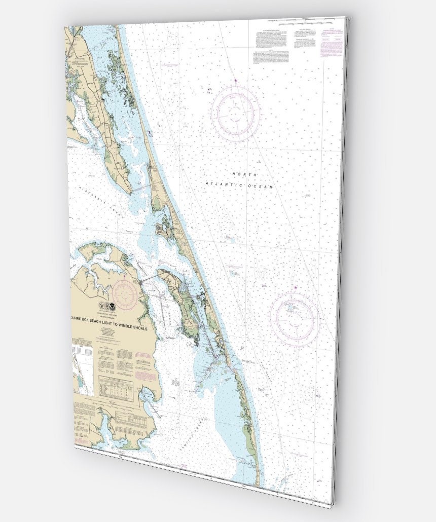 Outer Banks Nautical Chart on Canvas , Outer Banks North Carolina Nautical Chart Art. Canvas ...