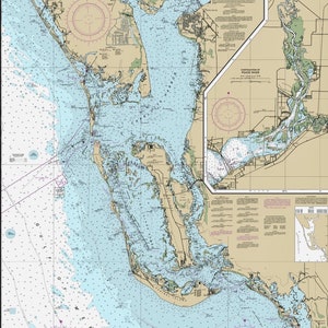 Sanibel Island Nautical Chart on Canvas , Sanibel Island Florida ...