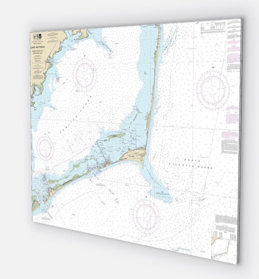 Outer Banks Nautical Chart on Canvas , Hatteras North Carolina Nautical ...