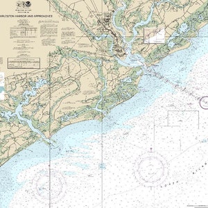 Nautical Chart # 11520 on Canvas , Charleston, Folly and Kiawah Map ...