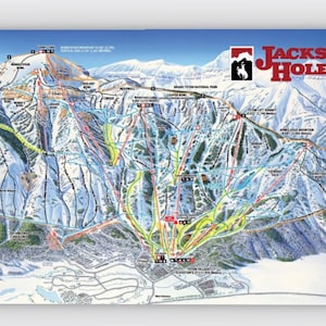 Jackson Hole Wyoming Ski Trail Map Canvas Wrap, 32” X 20” Wall Art - Etsy