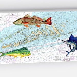 Florida Keys , Key West Nautical Chart - Printed Canvas 30"x 40" Free ...