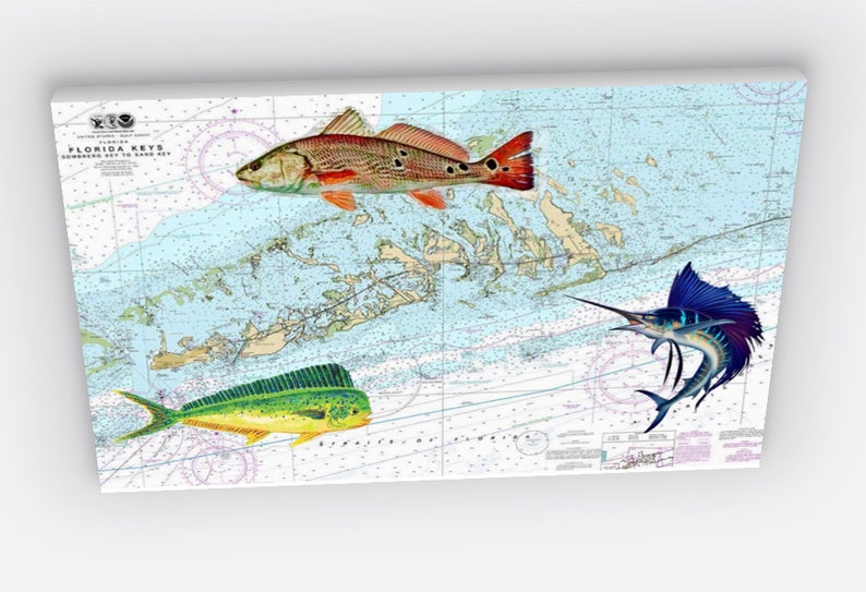 Florida Keys Key West Nautical Chart Printed Canvas - Etsy