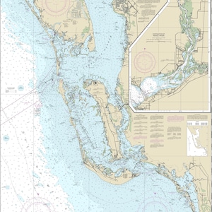 Sanibel Island Nautical Chart on Canvas , Sanibel Island Florida ...