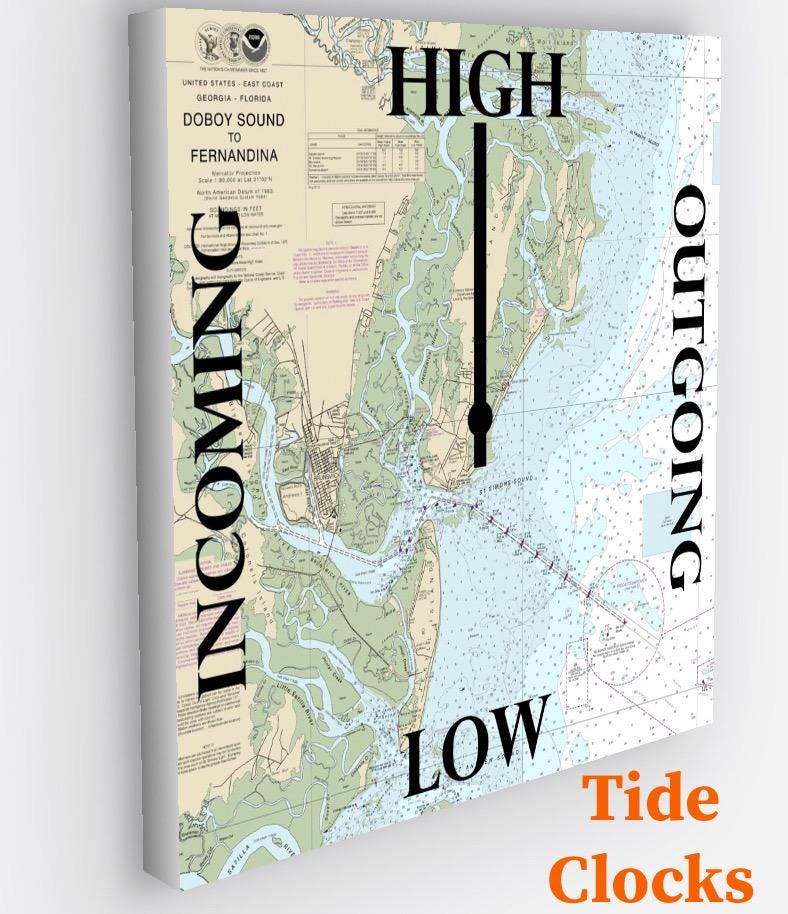 Custom Tide Clock, Nautical Chart, for Any Coast, Custom Tide Clock ...