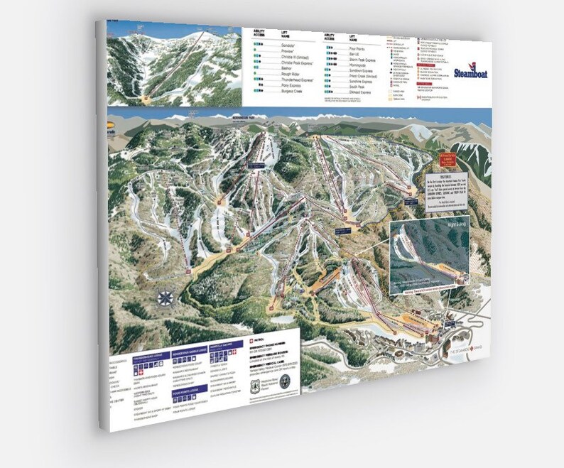 Steamboat Ski Trail Map Canvas Print Steamboat Colorado Ski Map ...