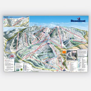 New Steamboat Colorado Ski Trail Map Canvas Wrap, 24"x 36" Wall Art ...
