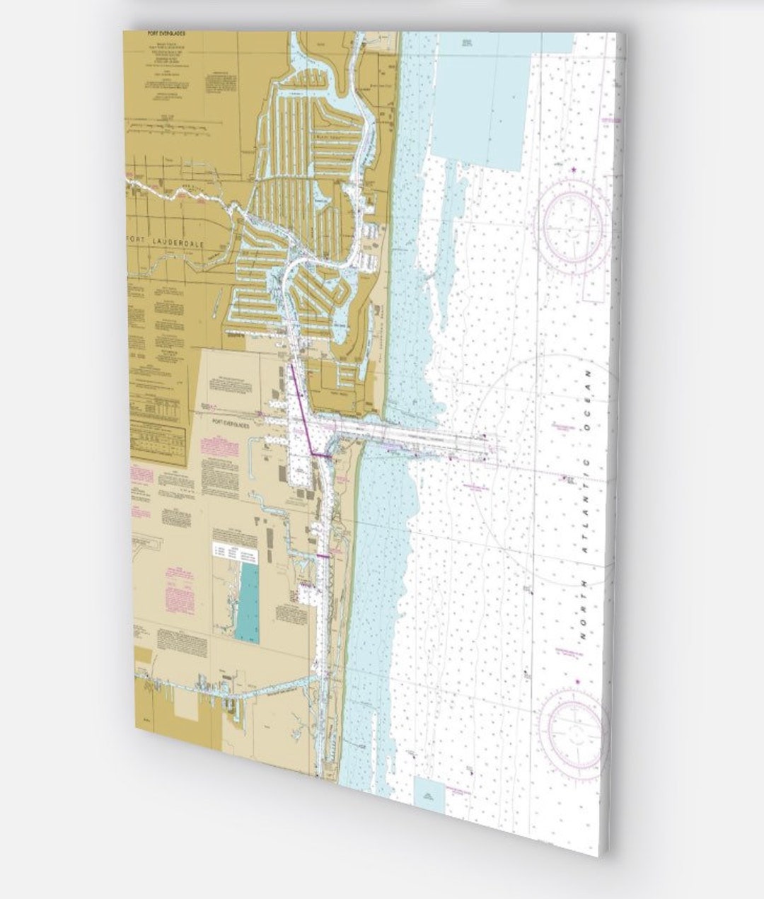 Fort Lauderdale Florida Nautical Chart on Canvas Jupiter Fl Canvas ...