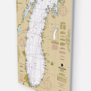 Lake Michigan Nautical Map / Chart - Canvas- Nautical Map / Chart ...