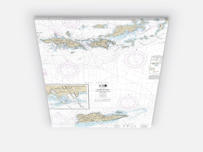 US Virgin Islands Nautical Chart Canvas Prints, St Thomas VI Canvas ...