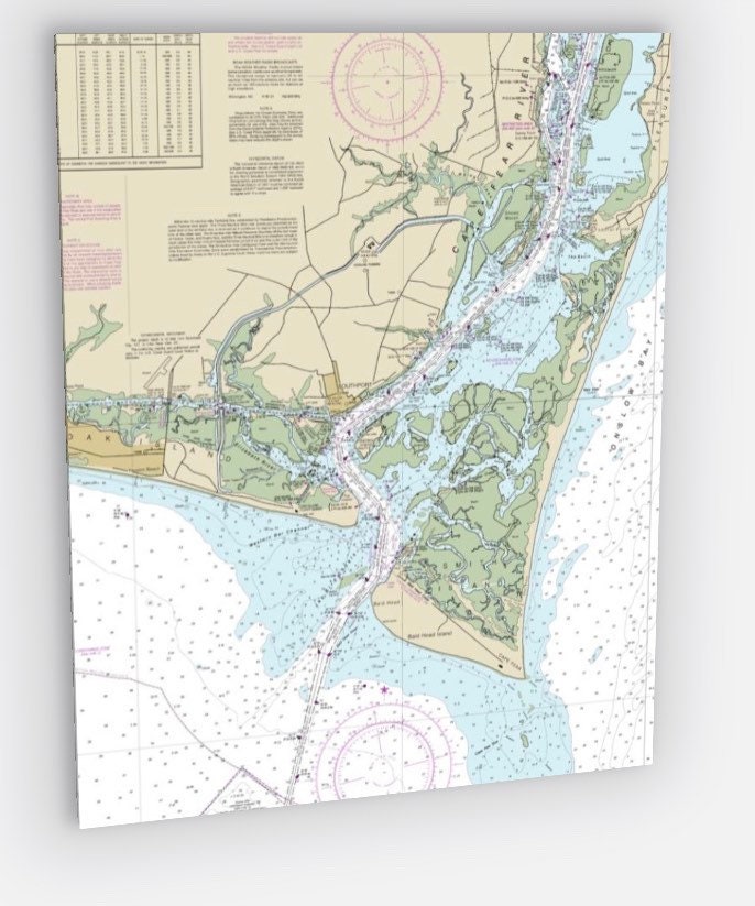 Bald Head Island Nautical Chart on Canvas , South Port North Carolina ...