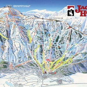 Jackson Hole Canvas Trail Map 24”x36”canvas Wrap White Edges,jackson ...