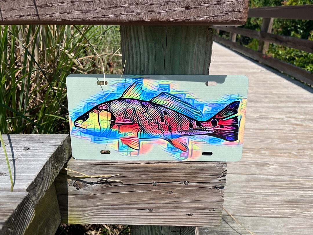 Redfish Watercolor License Plate, Aluminum Plate Made in Usa , Redfish ...