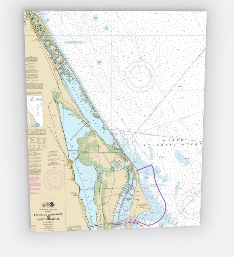 Prince De Leon Nautical Map / Chart Canvas , Merritt Island Nautical ...