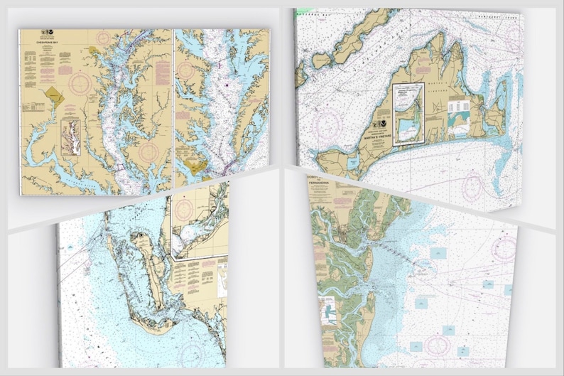 CUSTOM Nautical Map / Chart Printed on Canvas, All NOAA Maps Locations ...