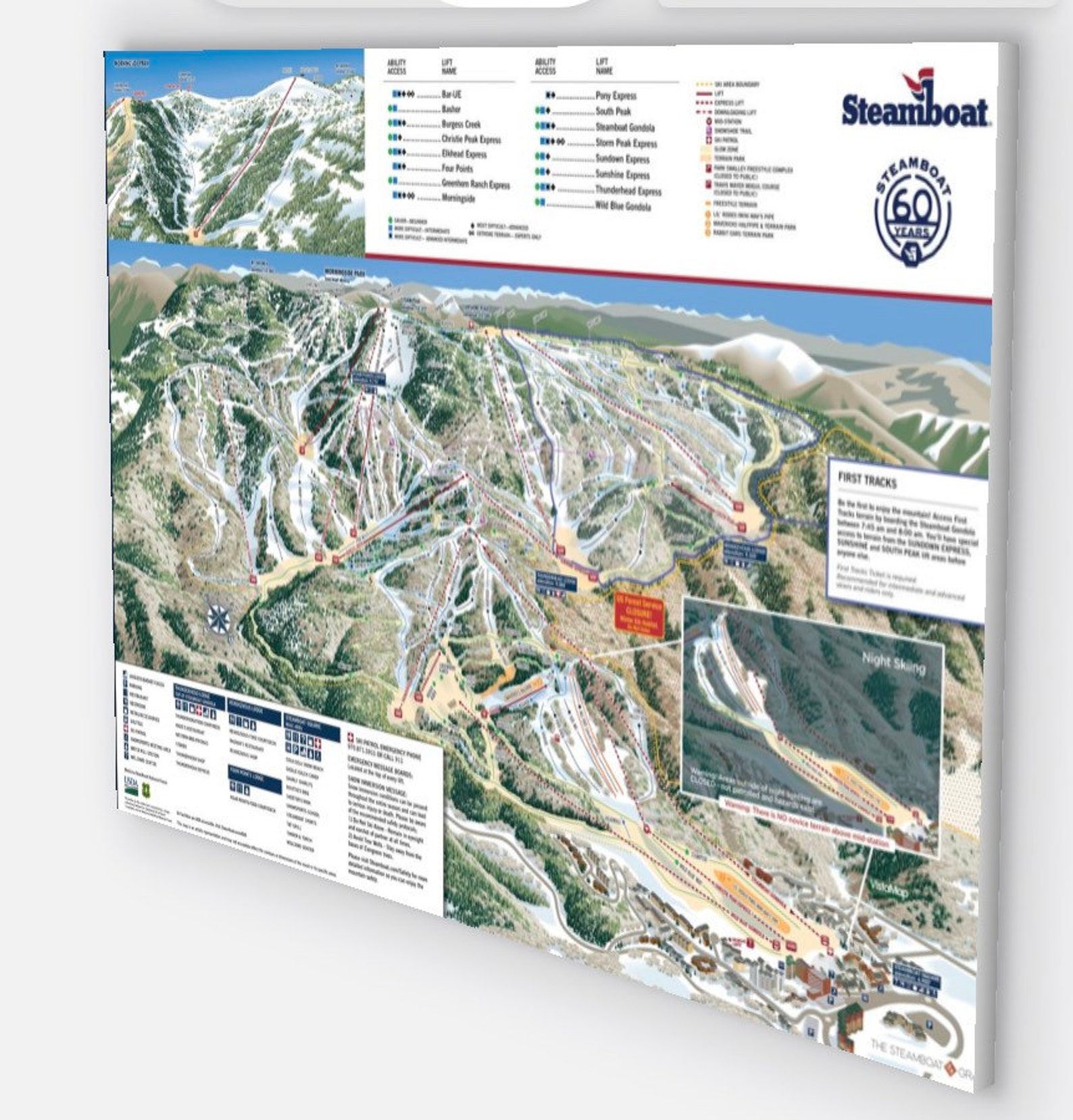 Steamboat Ski Trail Map Canvas Print Steamboat Colorado Ski Map ...