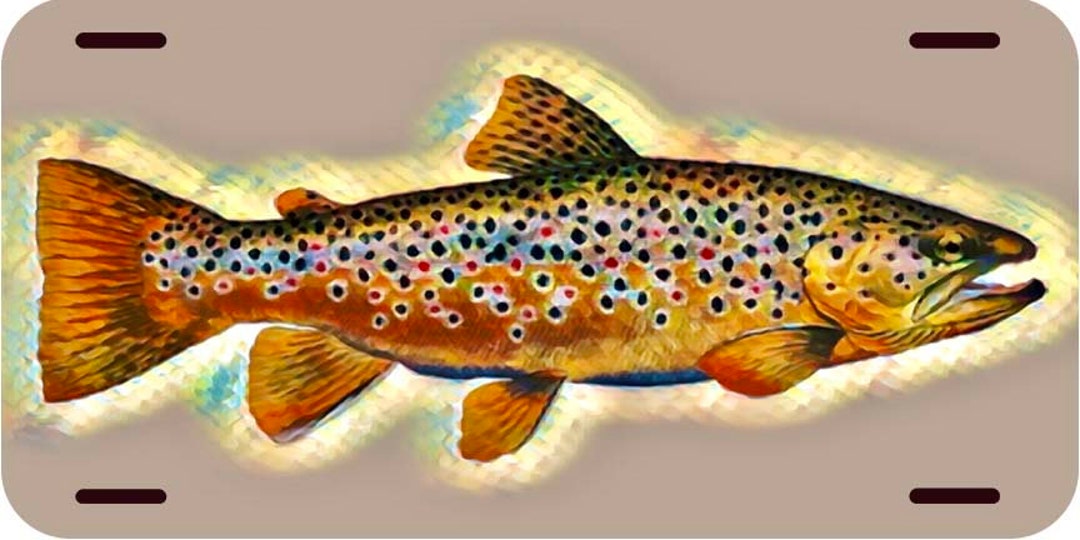 Brown Trout License Plate, Fisherman Decorative License Plate, Trout ...