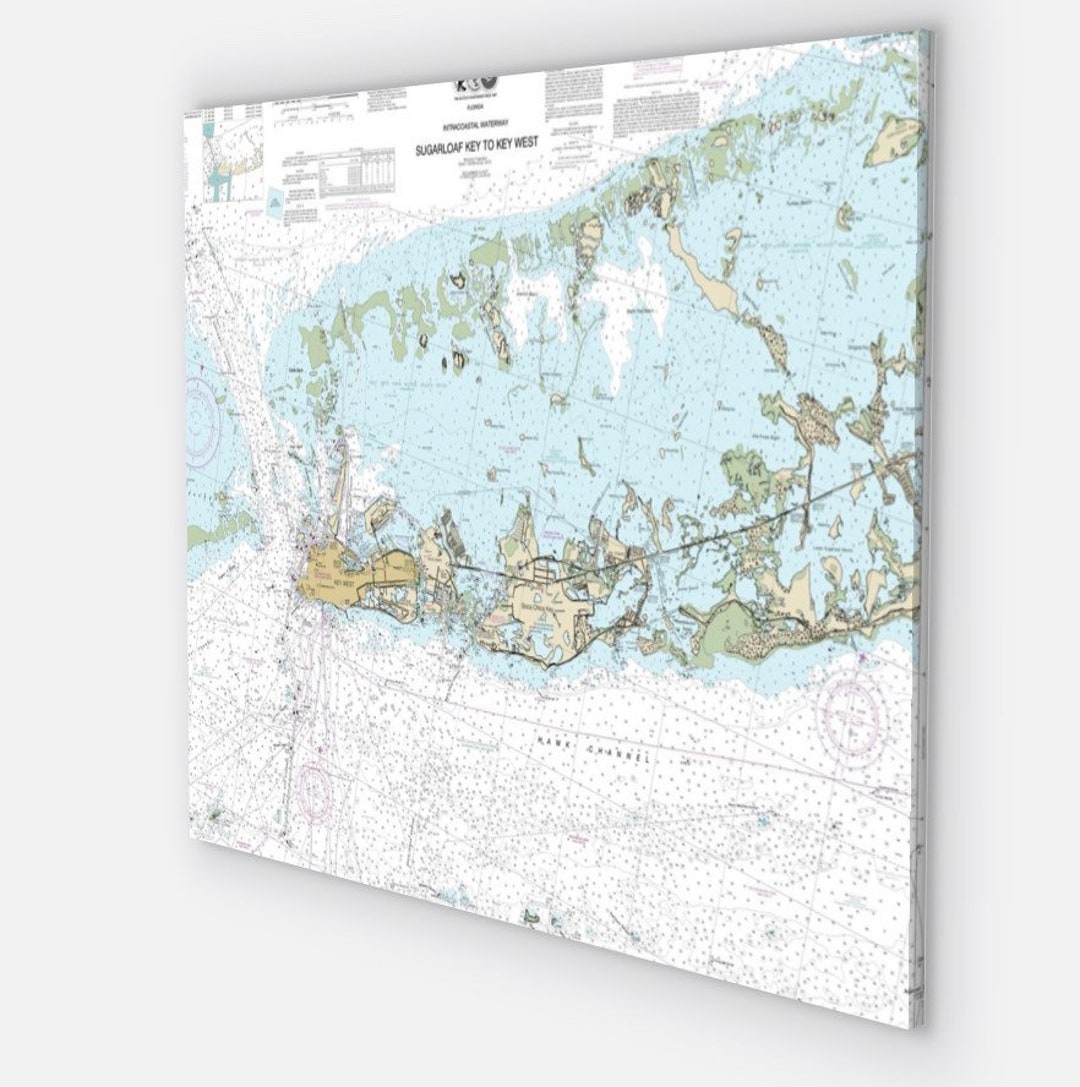 Florida Keys Nautical Charts Canvas , Key West Nautical , Key West ...