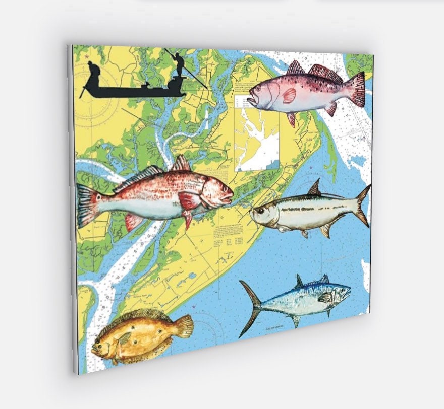 CUSTOM Nautical Map / Chart Printed on Canvas, All NOAA Maps Locations ...