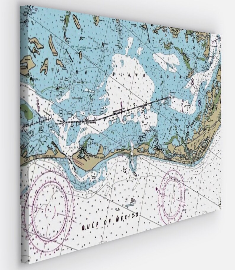 Sanibel Island Nautical Chart 18”x32”canvas Prints, Sanibel Island Art ...