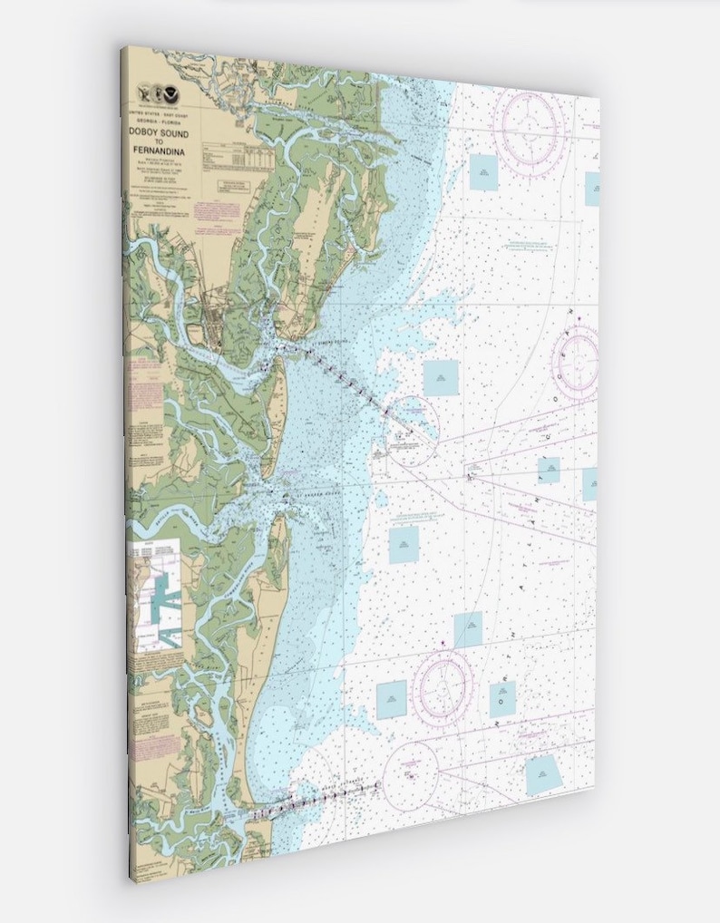 Coast of Georgia Nautical Chart on Canvas , St. Simons Nautical Chart ...